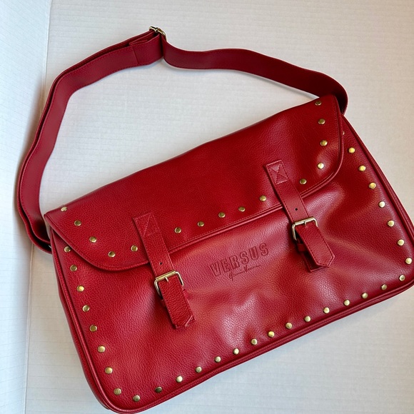 Versus By Versace | Bags | Versus By Versace Red Messenger Bag Large ...
